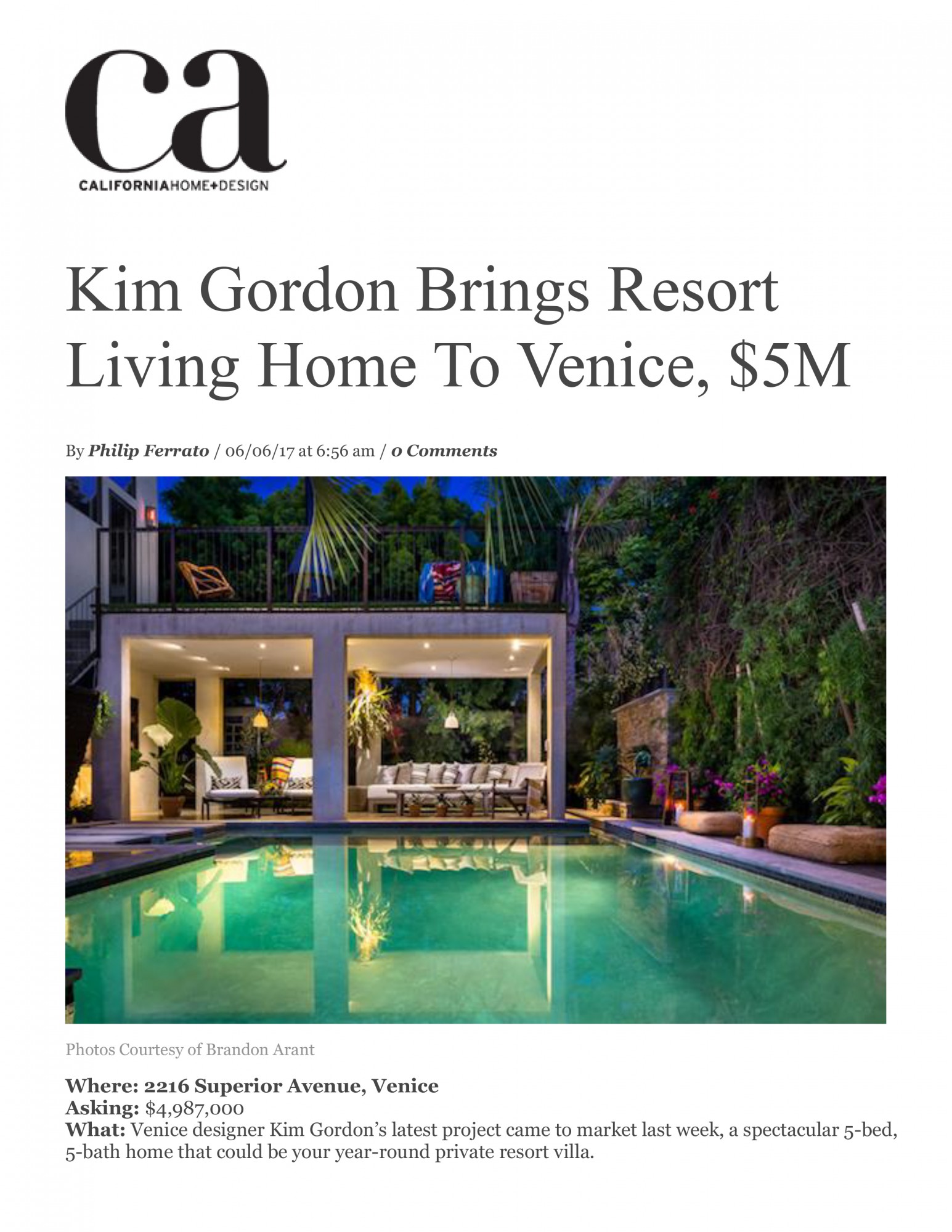 Kim Gordon Brings Resort Living Home To Venice - California Home ...